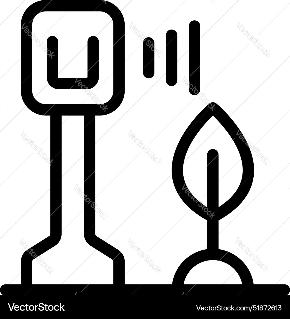 Smart farm sensor collecting data from plant for Vector Image