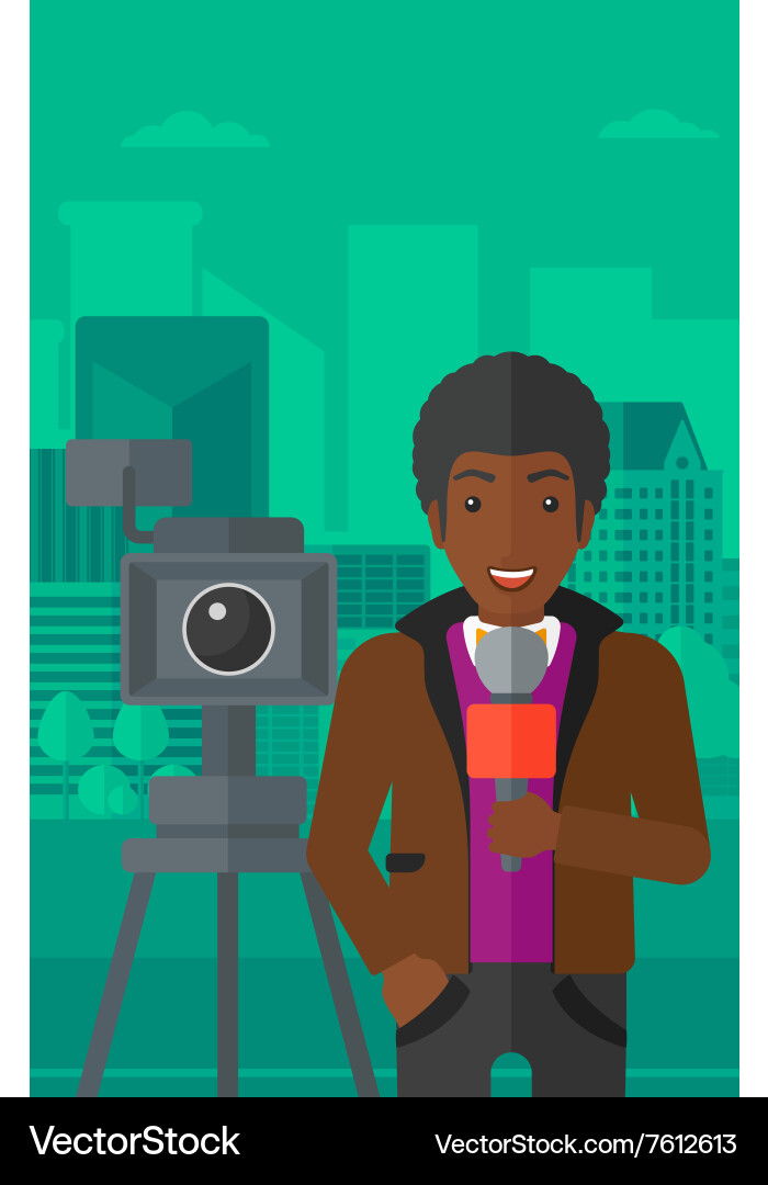 Tv reporter working Royalty Free Vector Image - VectorStock
