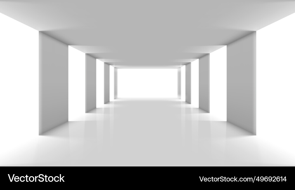 3d empty perspective of white long corridor Vector Image