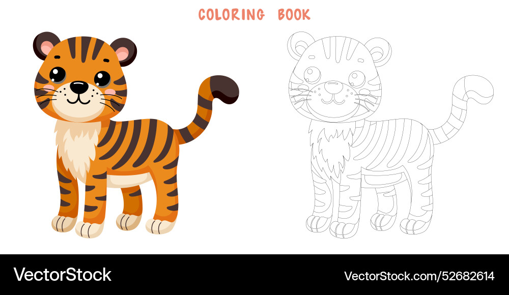 Coloring book of tiger Royalty Free Vector Image