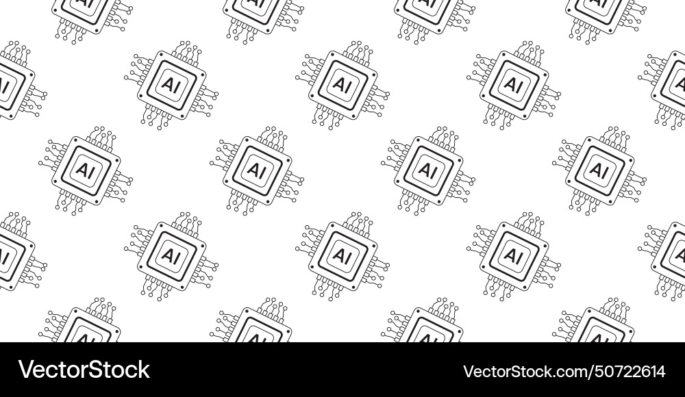 Computer electronic chip black outline Royalty Free Vector