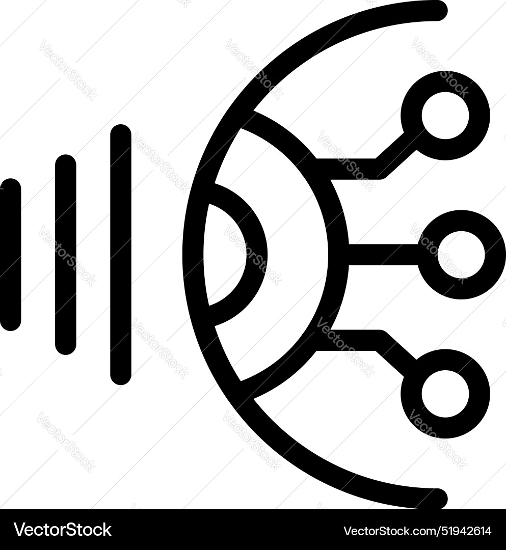 Digital eye scanning sound waves icon representing