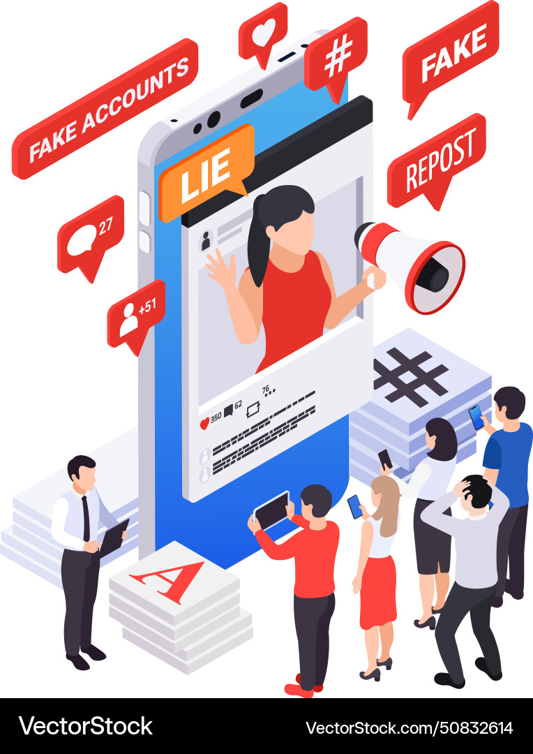 Fake news propaganda composition Royalty Free Vector Image