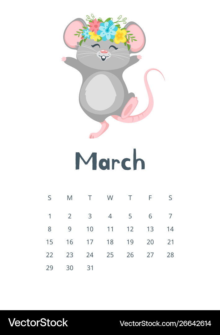 March calendar flat Royalty Free Vector Image - VectorStock