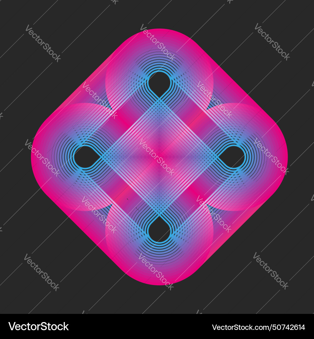Rounded rhombus linear symbol vibrant blue Vector Image