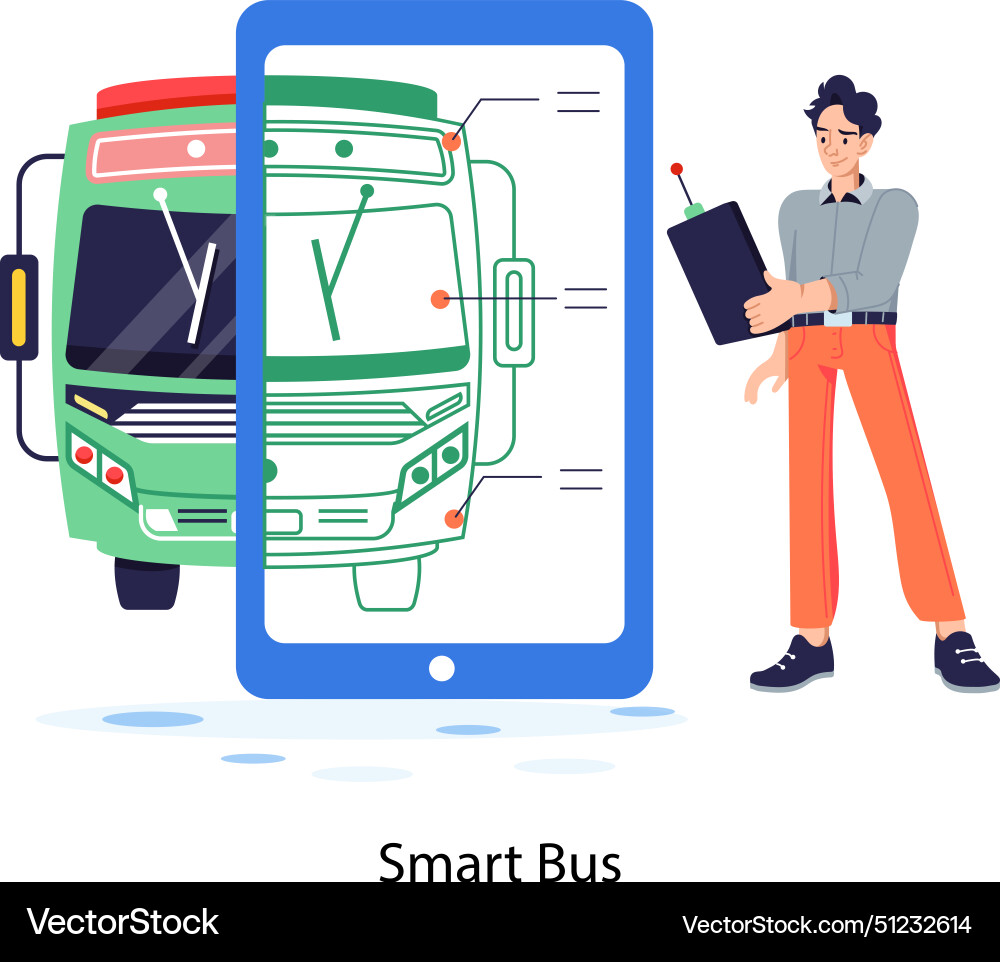 Smart bus Royalty Free Vector Image - VectorStock