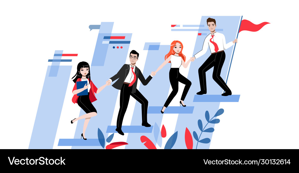 Teamwork concept group of business people work Vector Image