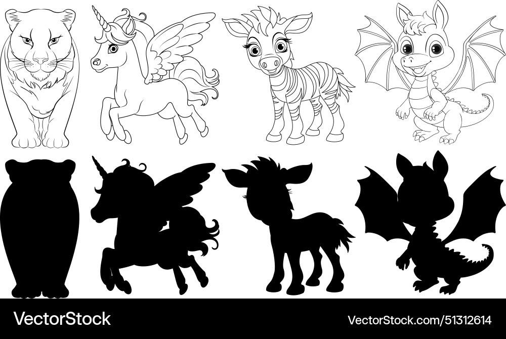 Various animals and mythical creatures Royalty Free Vector