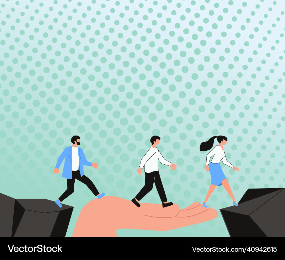 Arrows guiding two collaborating colleagues Vector Image