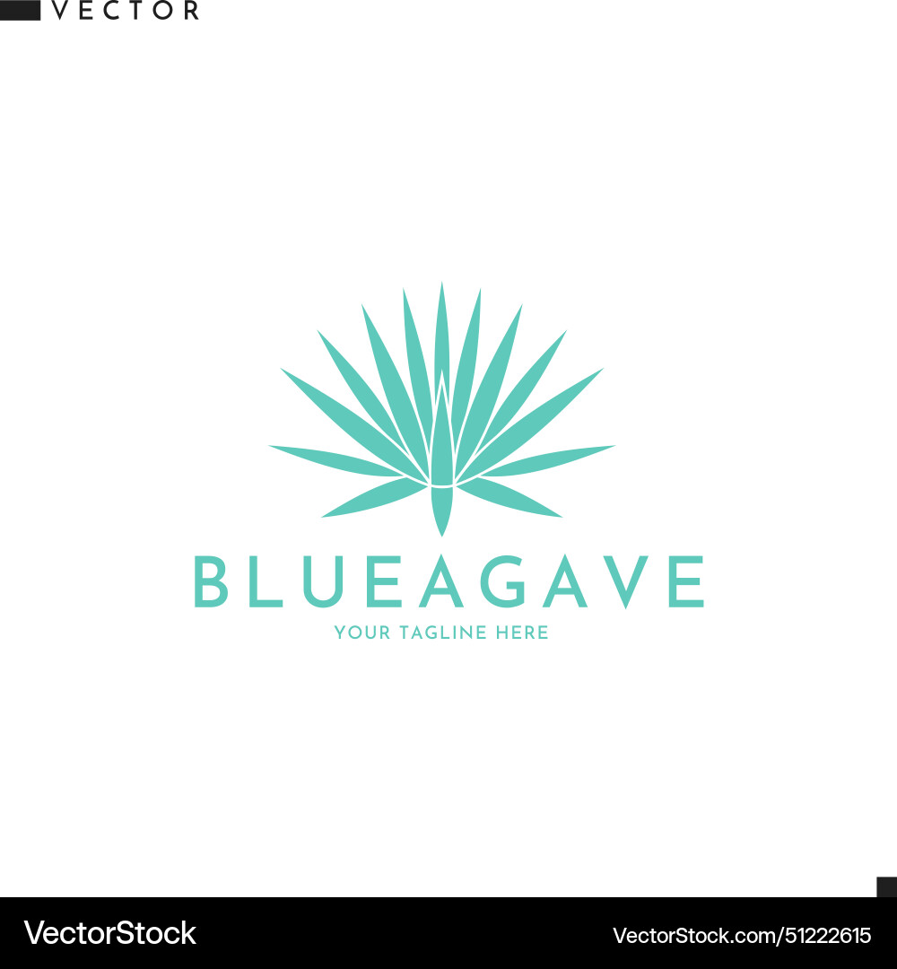 Blue agave logo succulent plant Royalty Free Vector Image