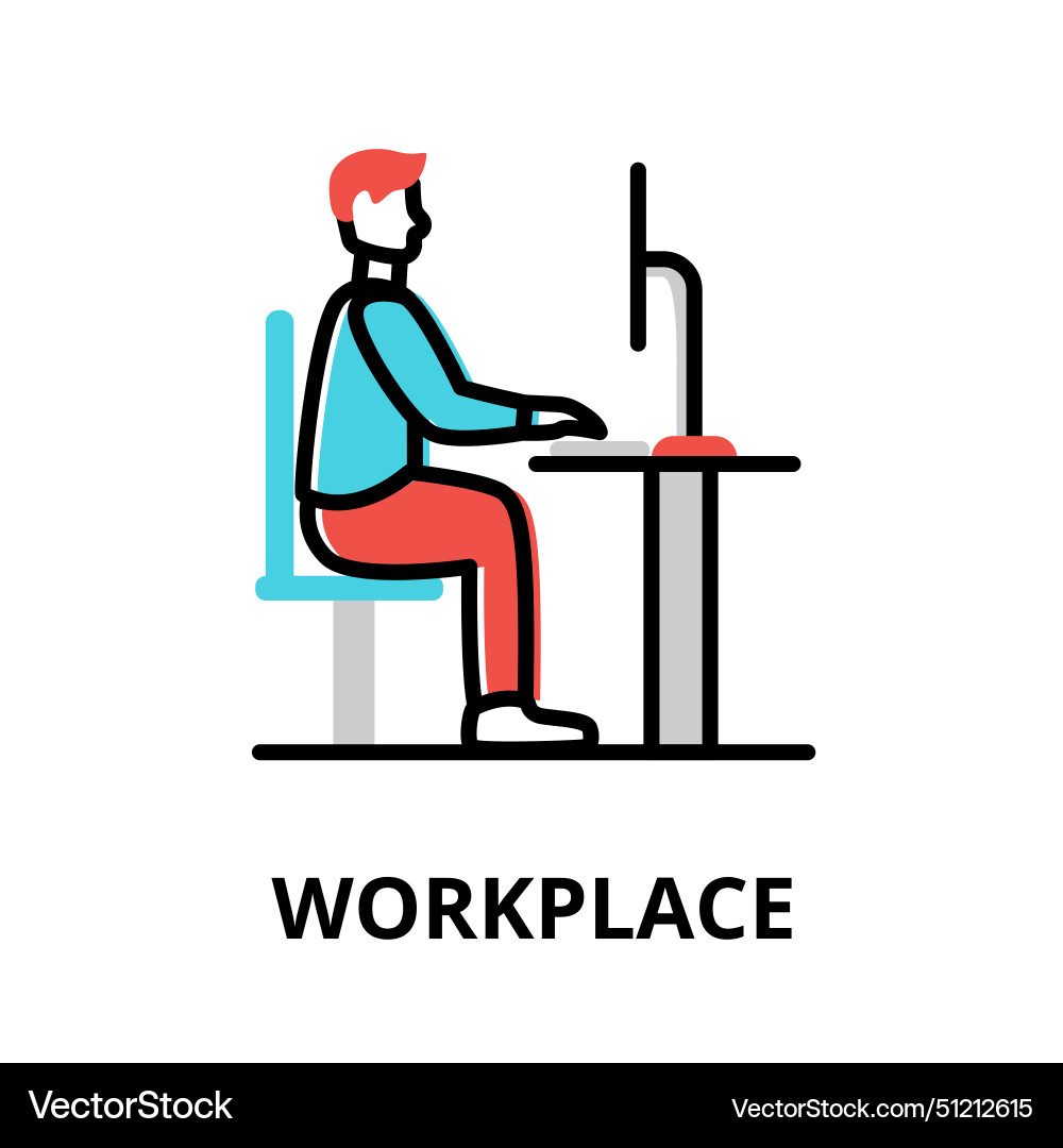 Concept of workplace icon modern flat thin line Vector Image