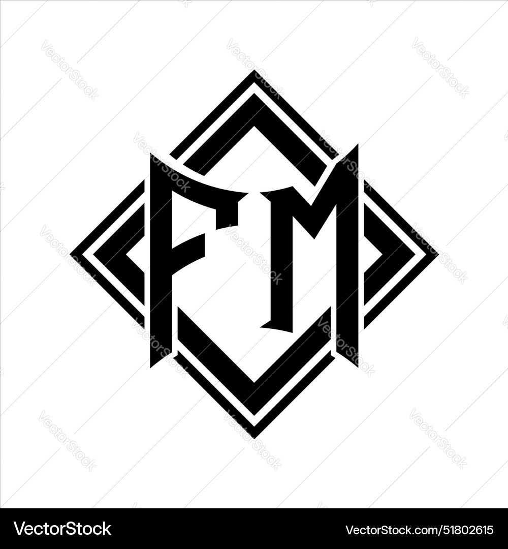 Fm letter logo with abstract shield shape Vector Image