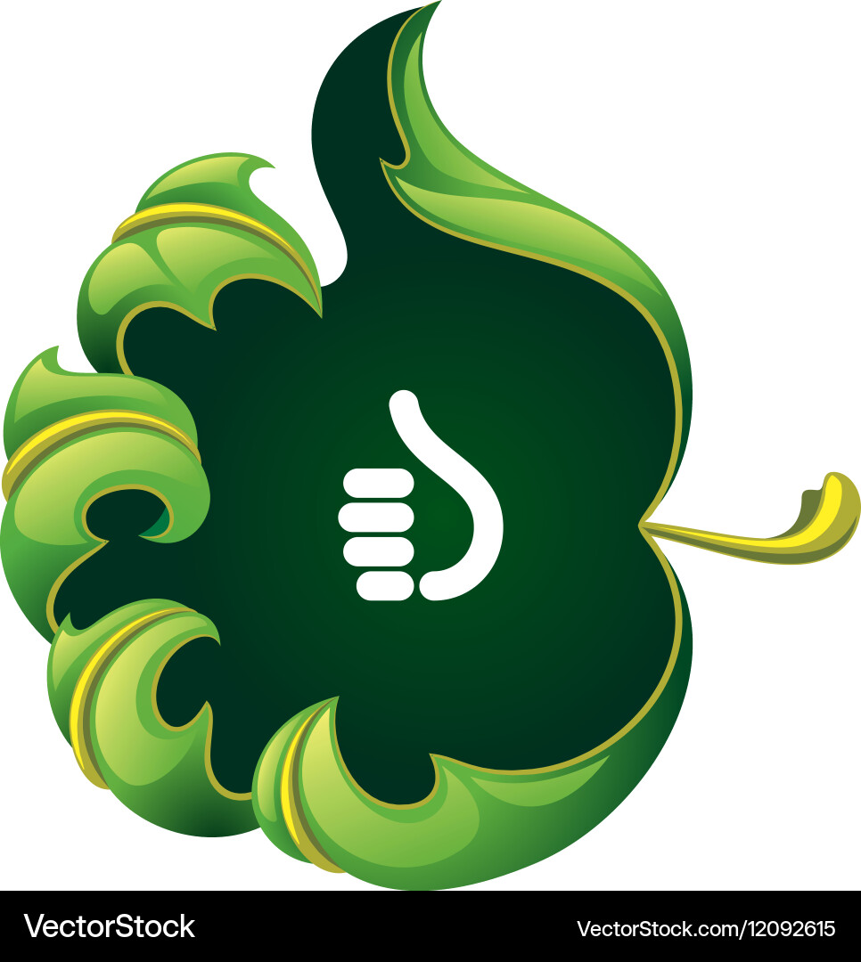 Grüner Blattrahmen in Form von Handzeichen gut Vektorbild