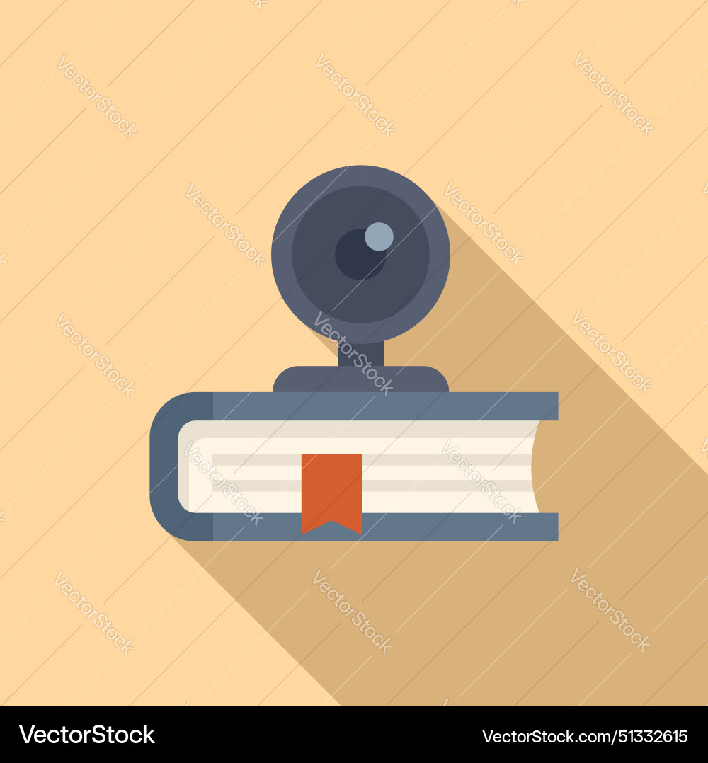 Online education concept with book and webcam icon