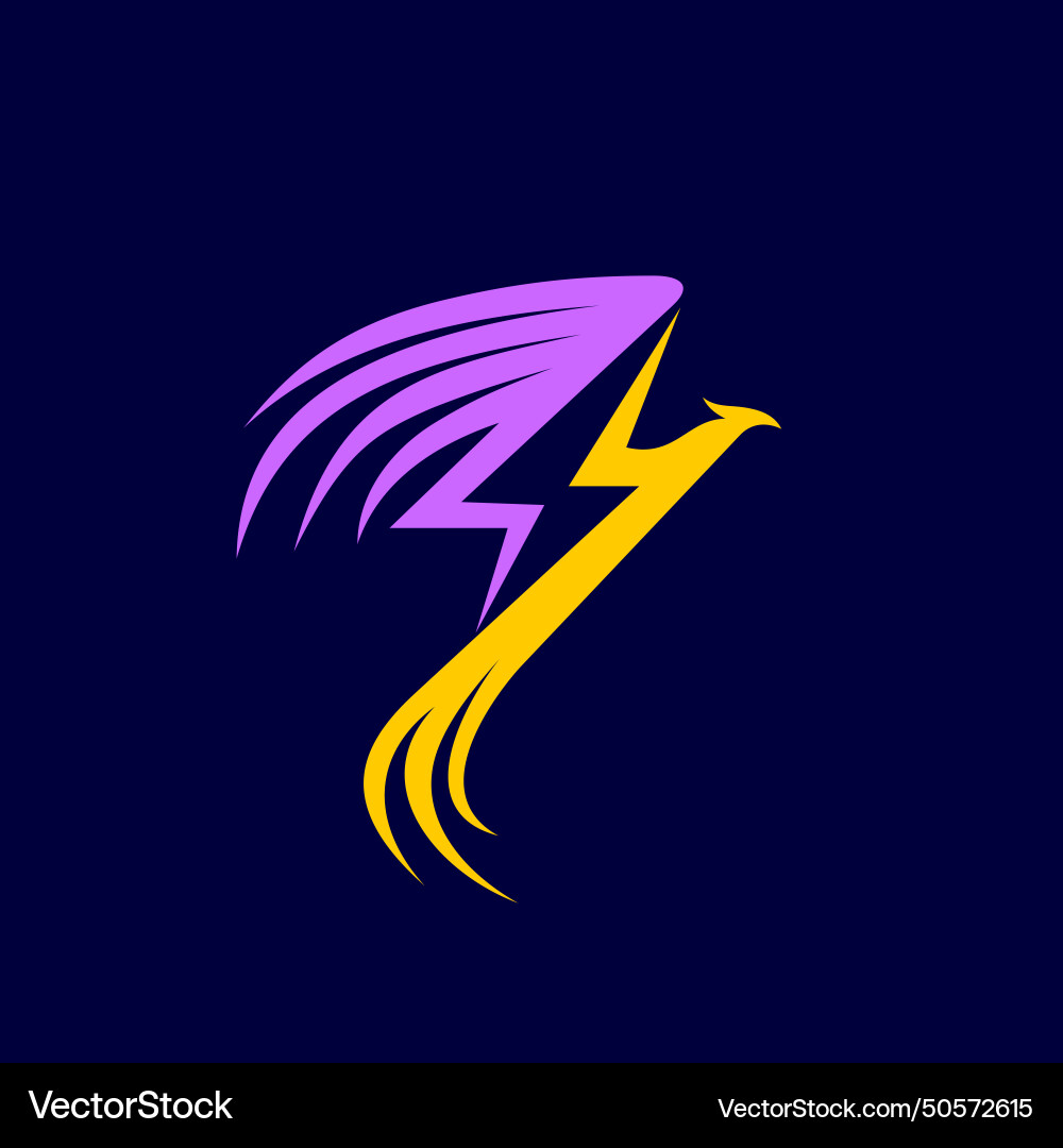 Phoenix logo with thunder concept Royalty Free Vector Image