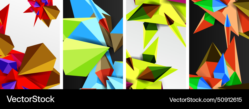 Set of triangle geometric low poly 3d shapes Vector Image