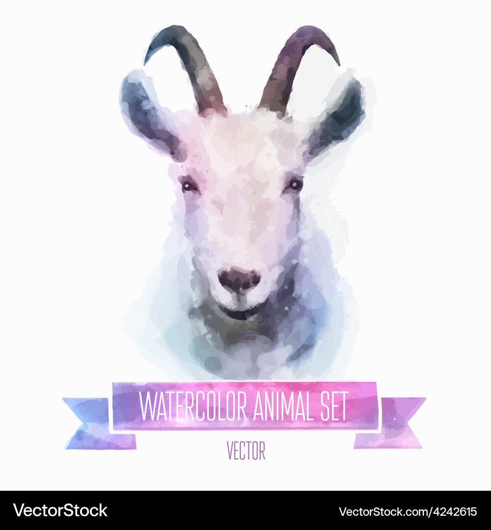 Set of watercolor cute goat Royalty Free Vector Image