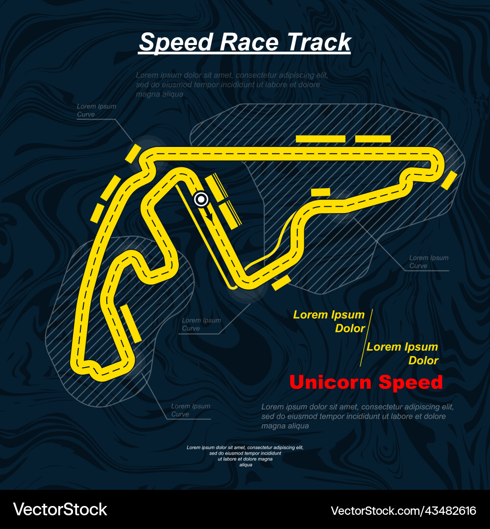 Bright yellow colour race track circuit Royalty Free Vector