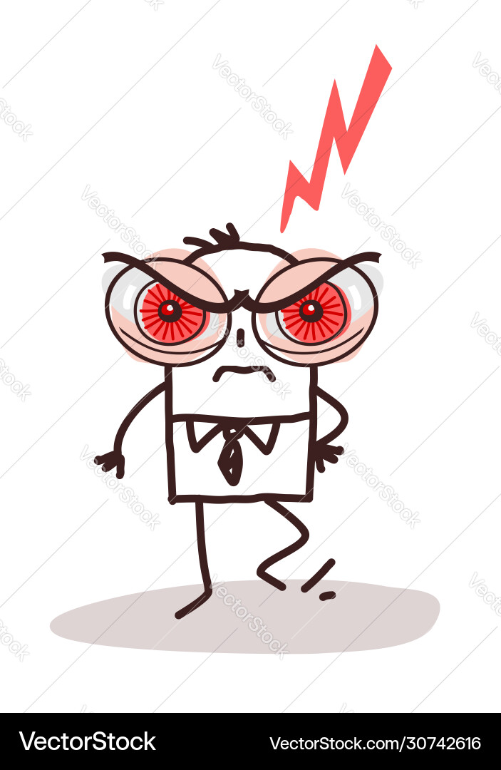 Cartoon man with big angry eyes Royalty Free Vector Image