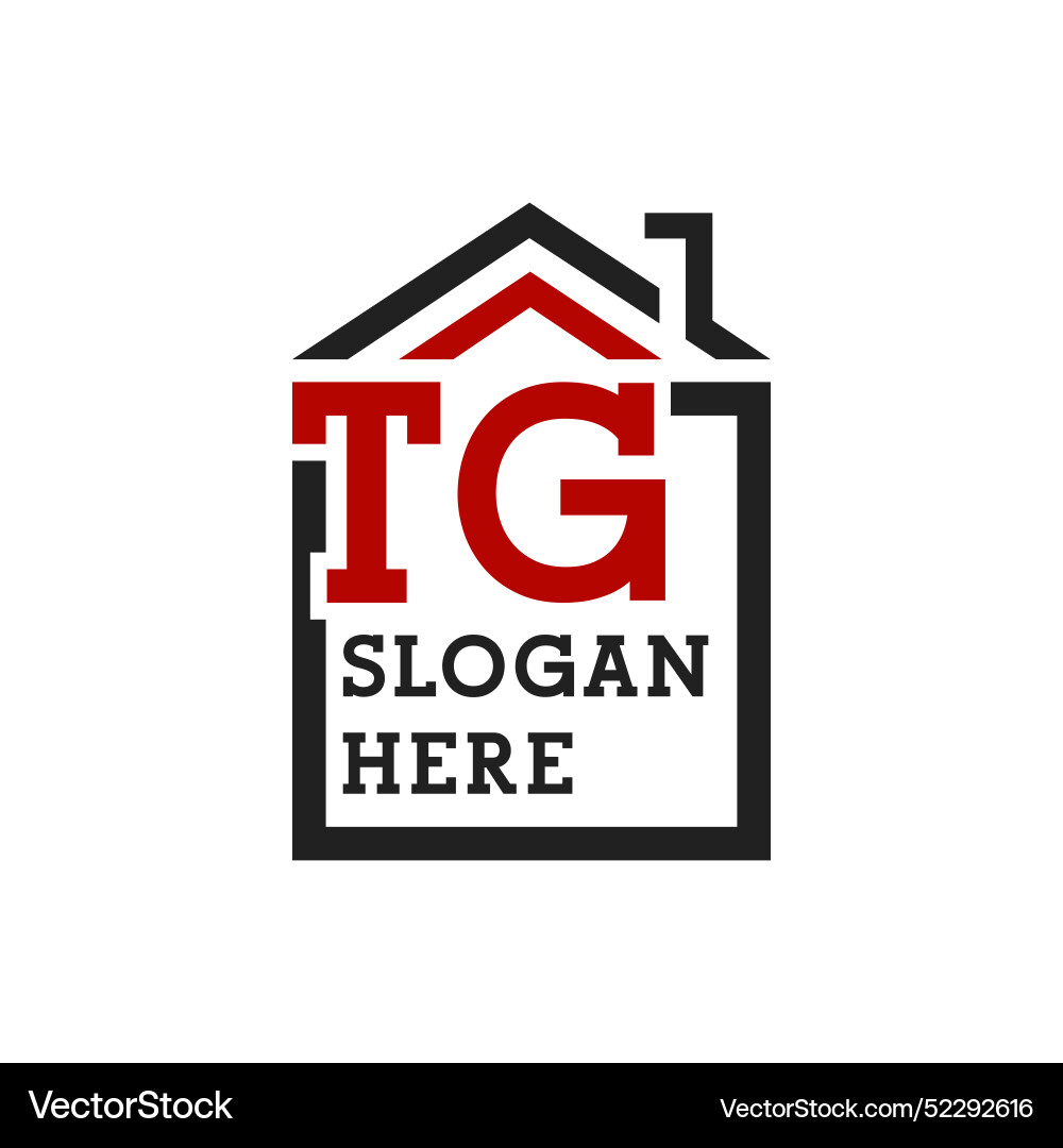 Initial tg house logo for roofing letter real Vector Image