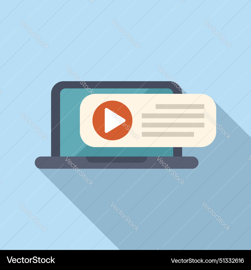 Online video streaming icon on laptop Royalty Free Vector