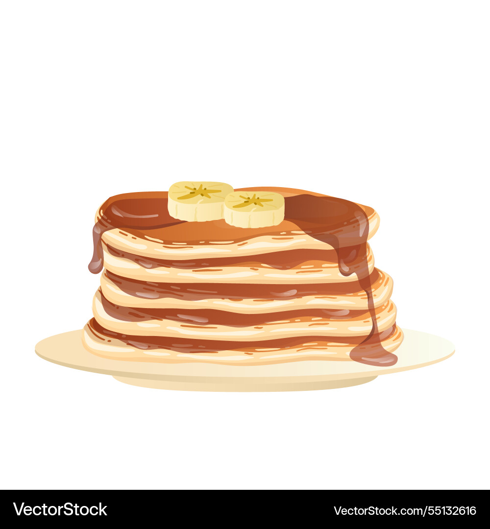 Pancakes with maple syrup in flat design morning Vector Image