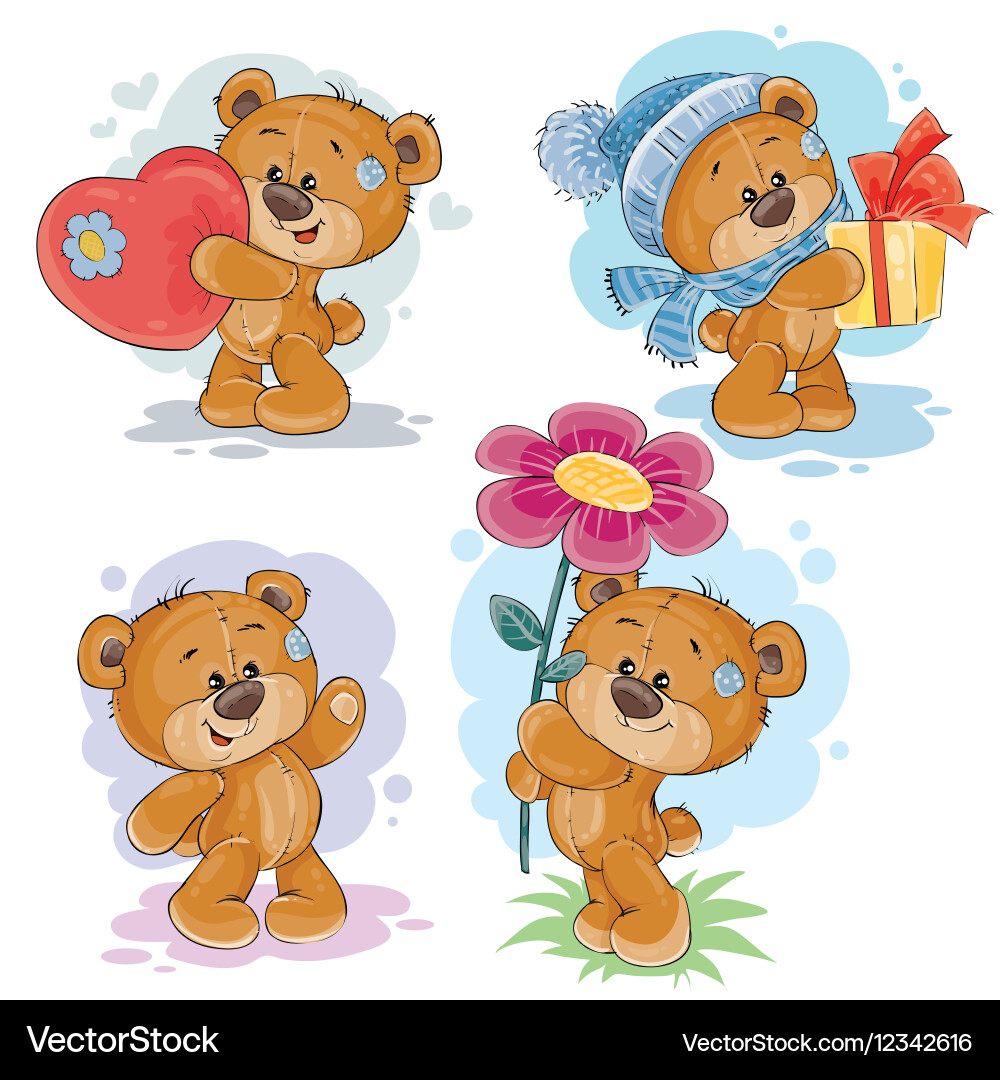 Set clip art of teddy bears Royalty Free Vector Image