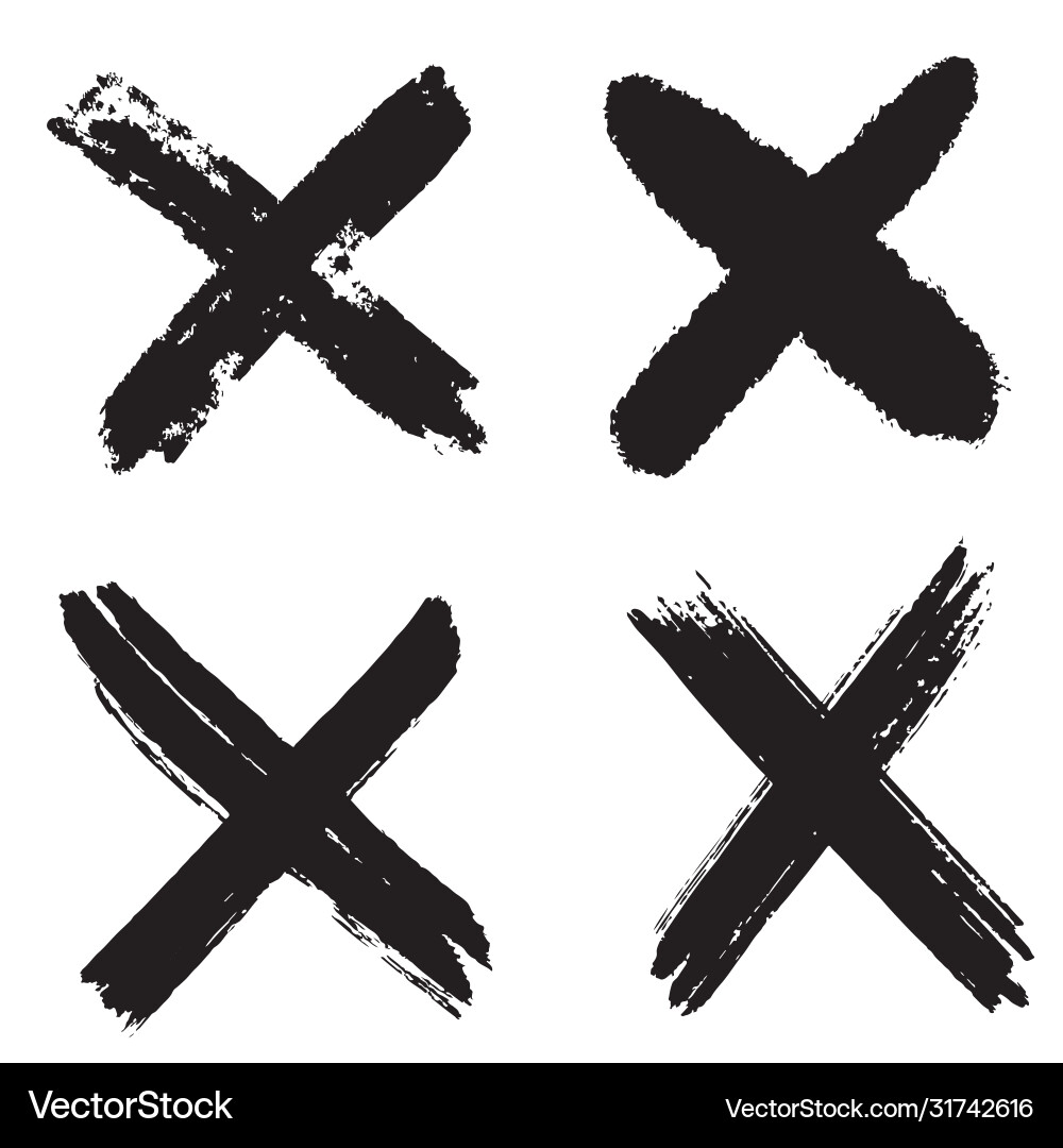 Set hand drawn x marks isolated on white Vector Image