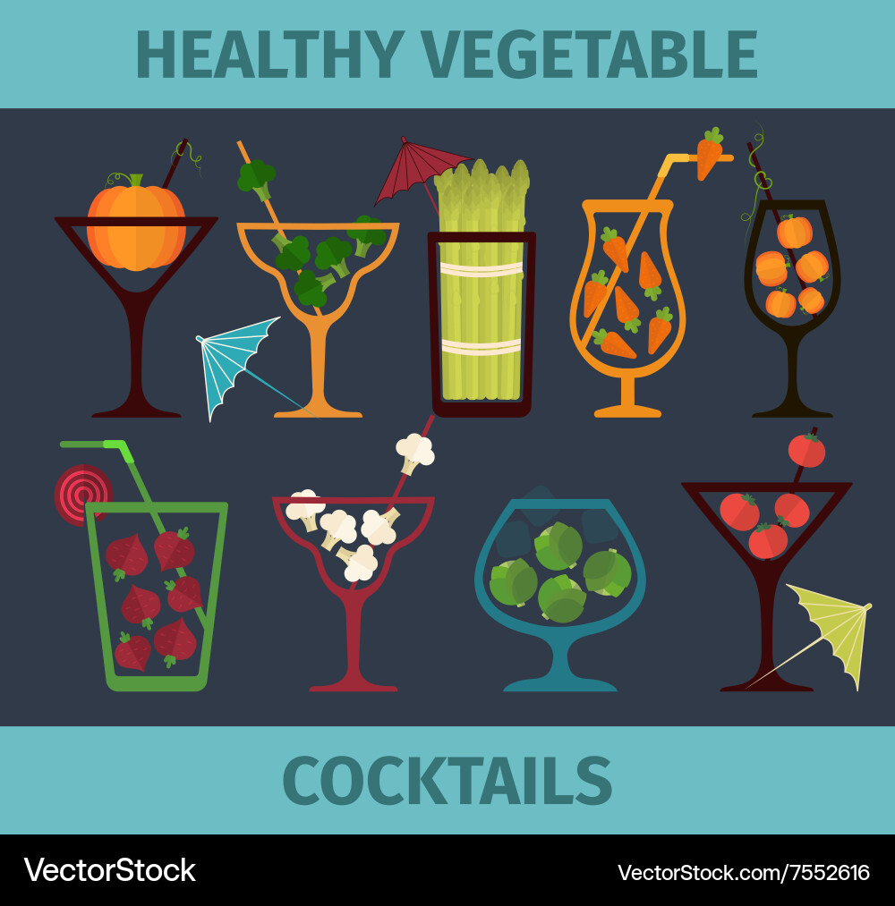 Vegetable healthy cocktails Royalty Free Vector Image