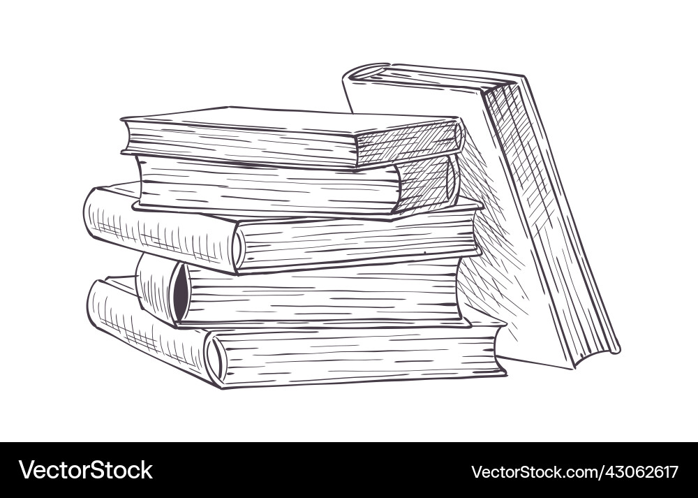 Books hand drawn sketch style Royalty Free Vector Image