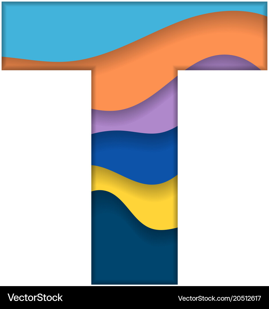 Bunter Buchstabe T Lizenzfreies Vektorbild - VectorStock