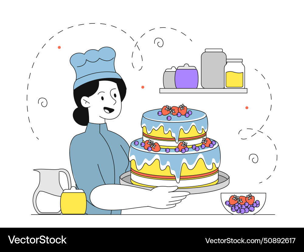 Confectioner with cake simple Royalty Free Vector Image