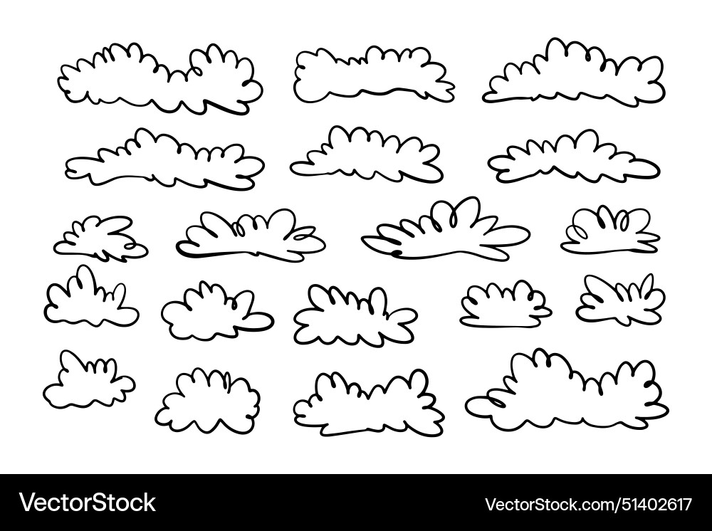 Doodle line cloud hand drawn in the sky Royalty Free Vector