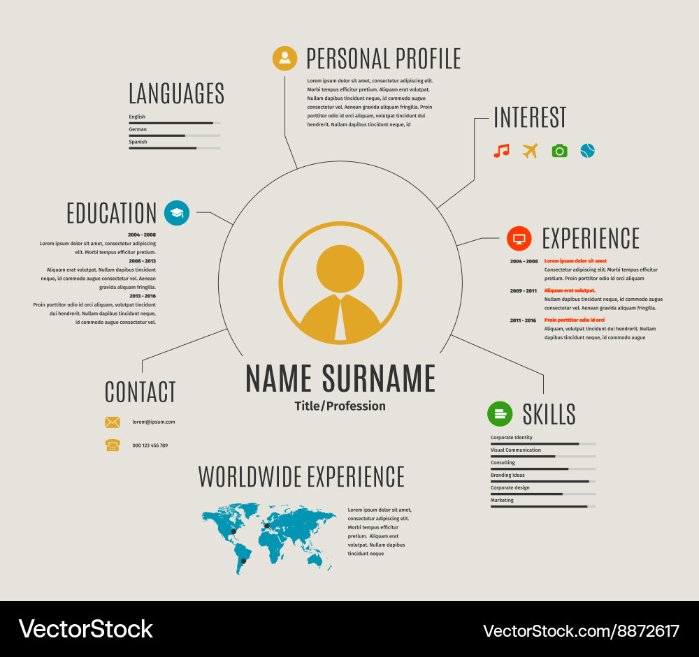 Resume web template cv with icons Royalty Free Vector Image