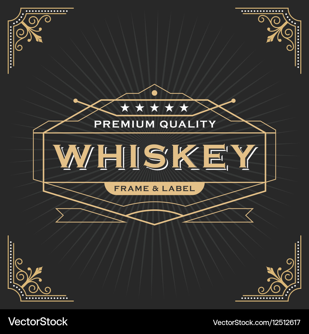 Vintage line frame design for label Royalty Free Vector