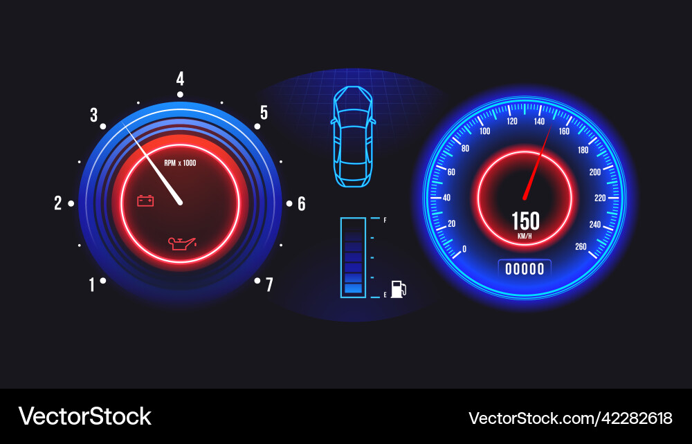 Car dashboard electric automobile speedometer Vector Image