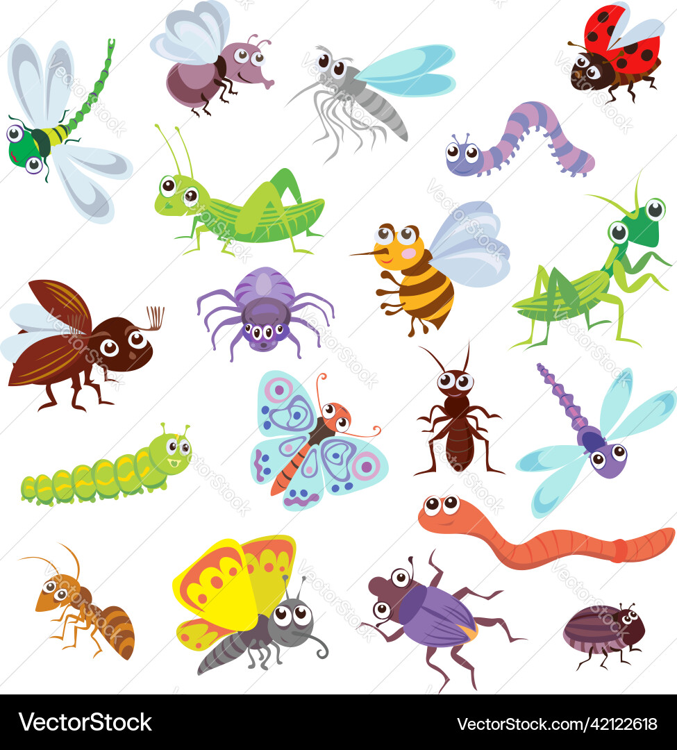 Funny bugs and other insects Royalty Free Vector Image