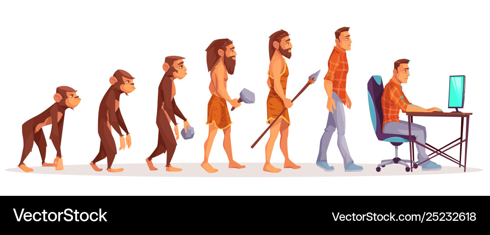 Human evolution from ape to man computer user Vector Image