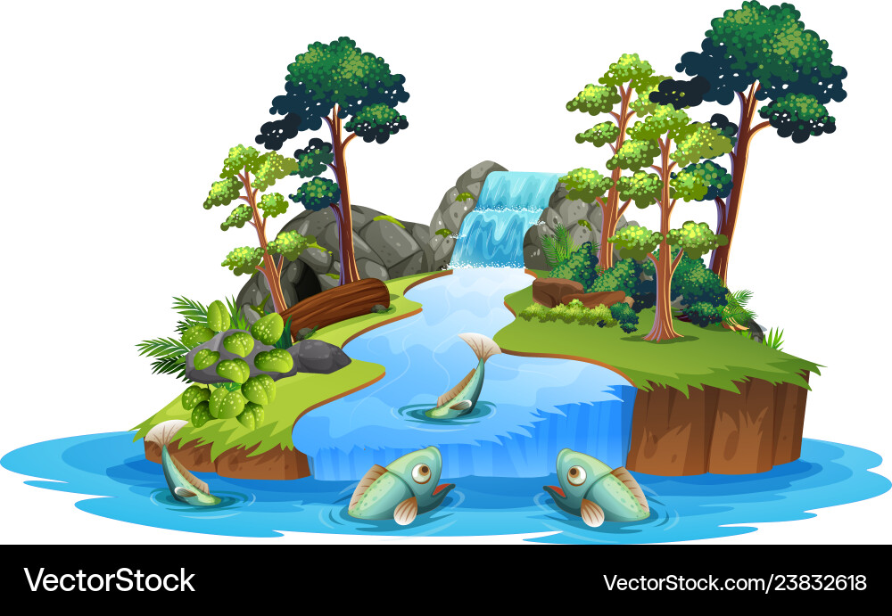 Isolated fish in the river Royalty Free Vector Image