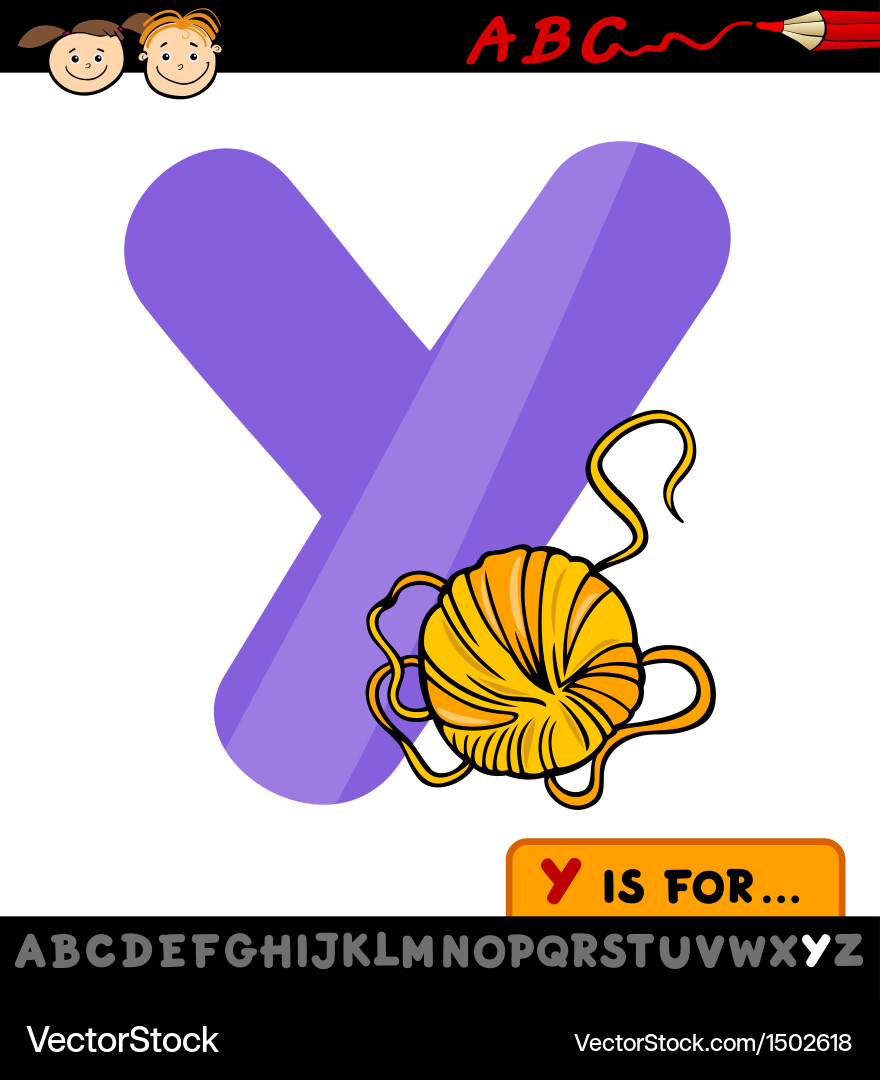 Letter y with yarn cartoon Royalty Free Vector Image