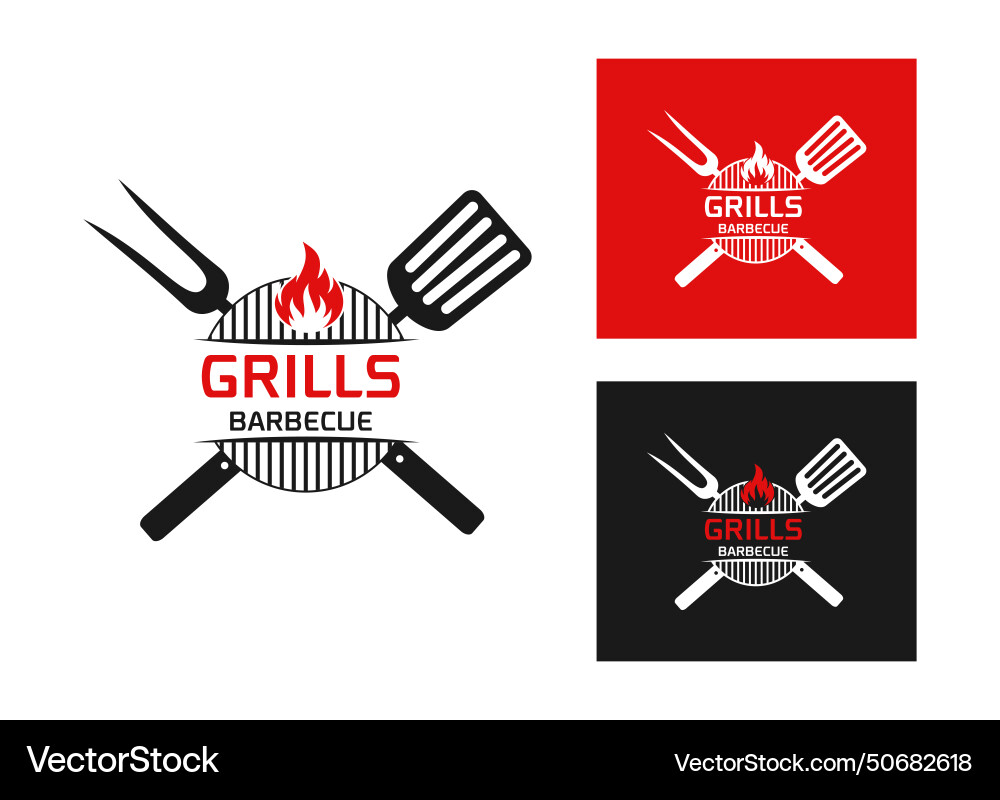 Logo design template for barbecue bbq grill Vector Image