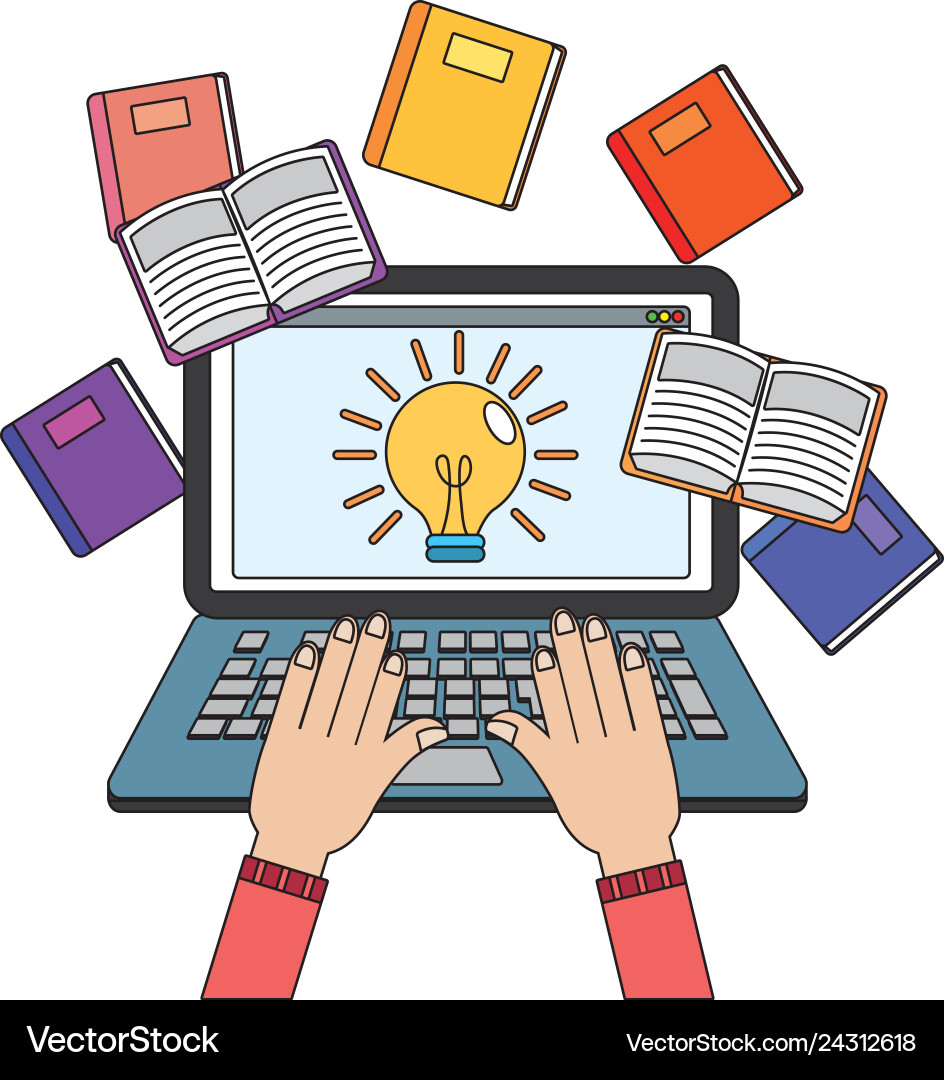 Online education cartoon Royalty Free Vector Image