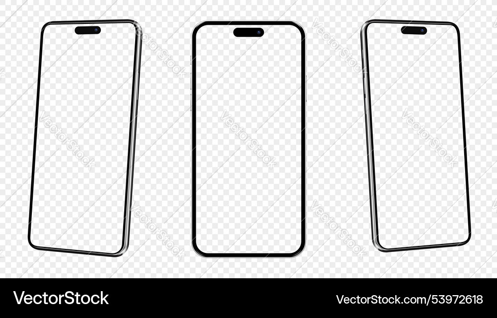 Smartphones with transparent screen isolated Vector Image