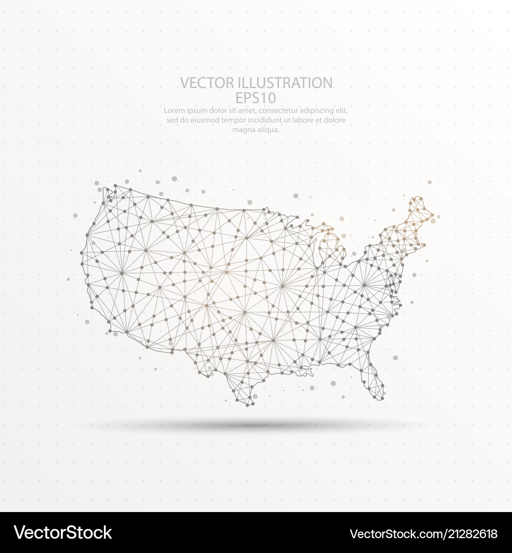 Usa map low poly wire frame on white background Vector Image