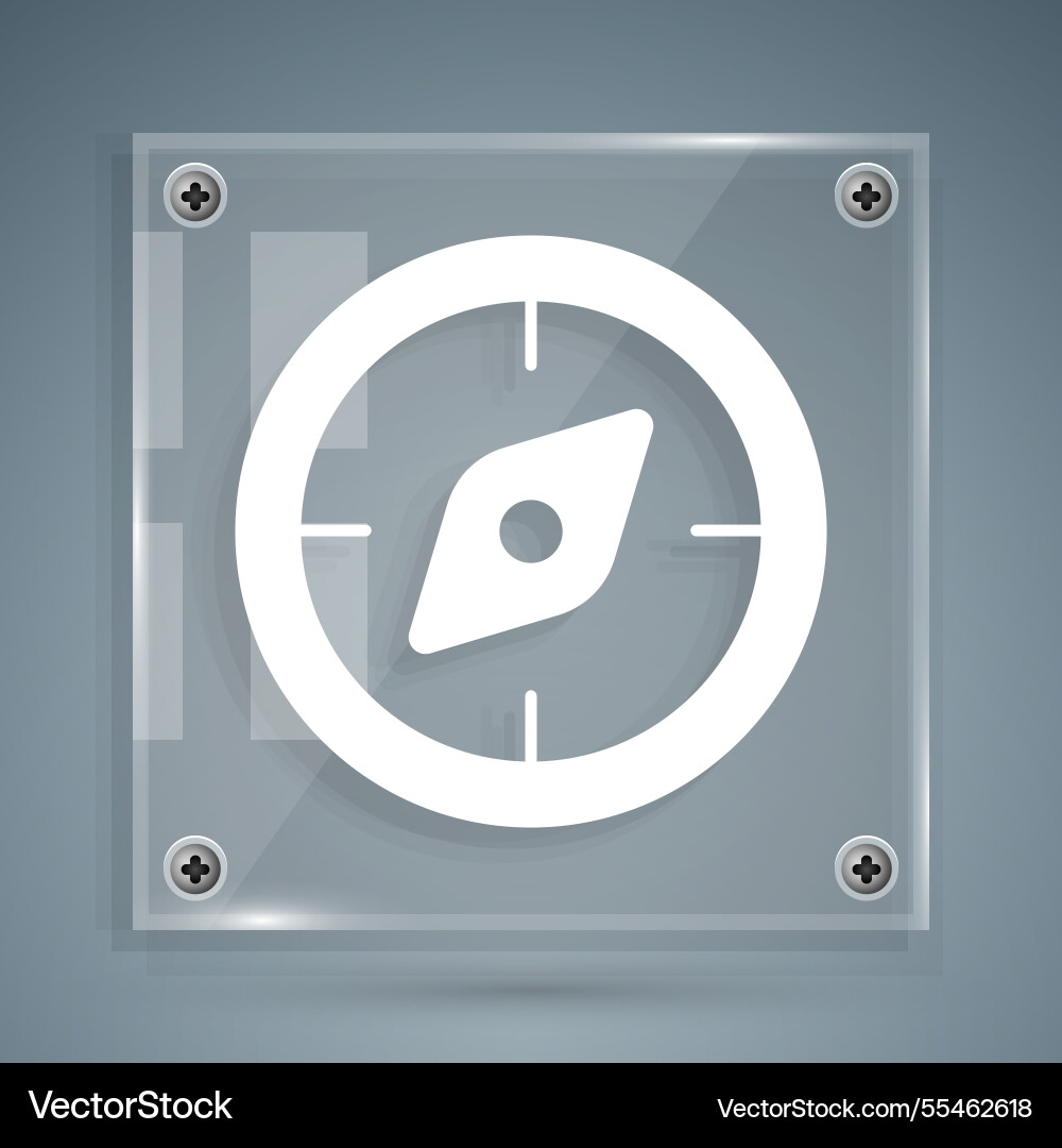 White compass icon isolated on grey background Vector Image