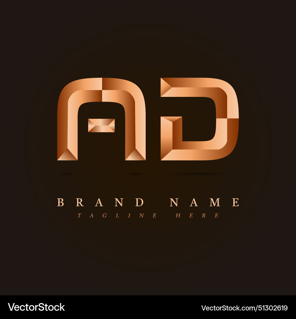A and d monogram logo in gold Royalty Free Vector Image
