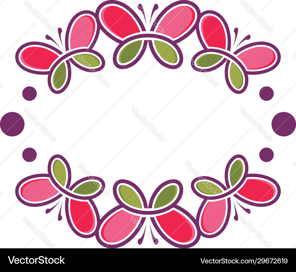 Border frame flower butterfly template design eps Vector Image