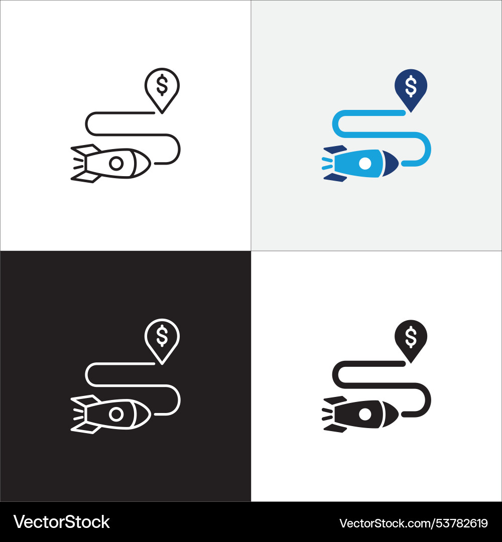 Business strategy icon plan set goal Royalty Free Vector