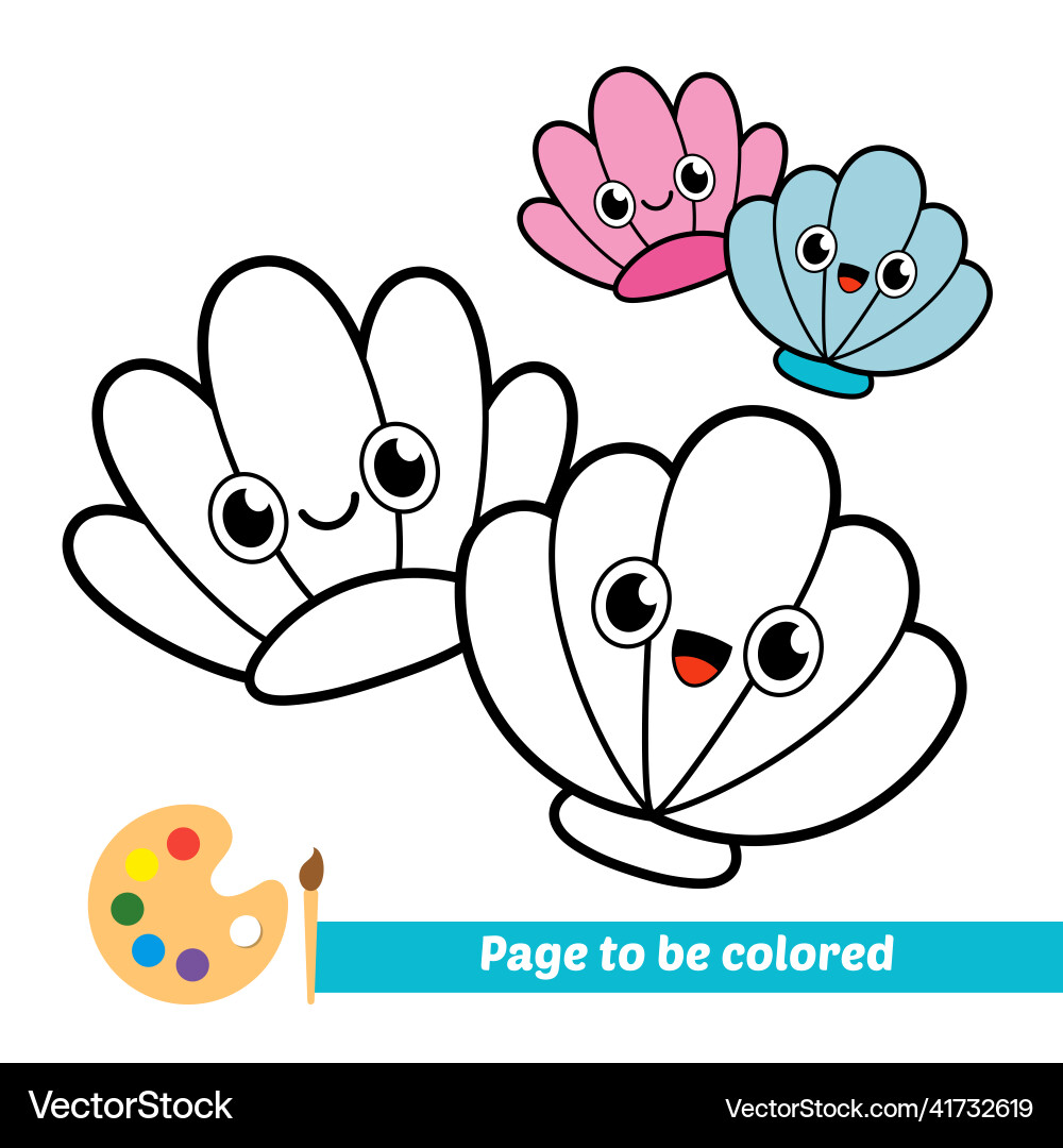 Coloring book for kids seashell Royalty Free Vector Image
