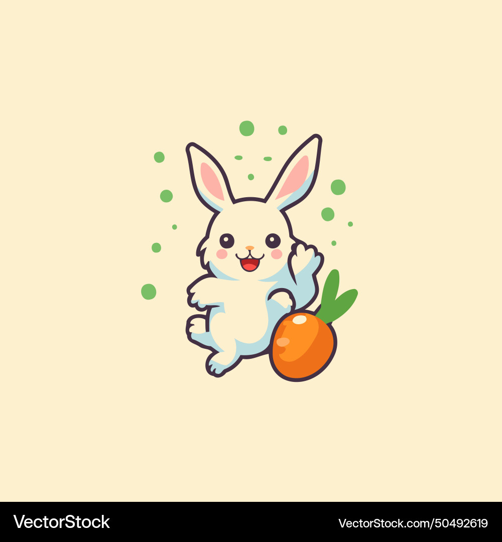 Cute rabbit with carrot in flat cartoon style Vector Image
